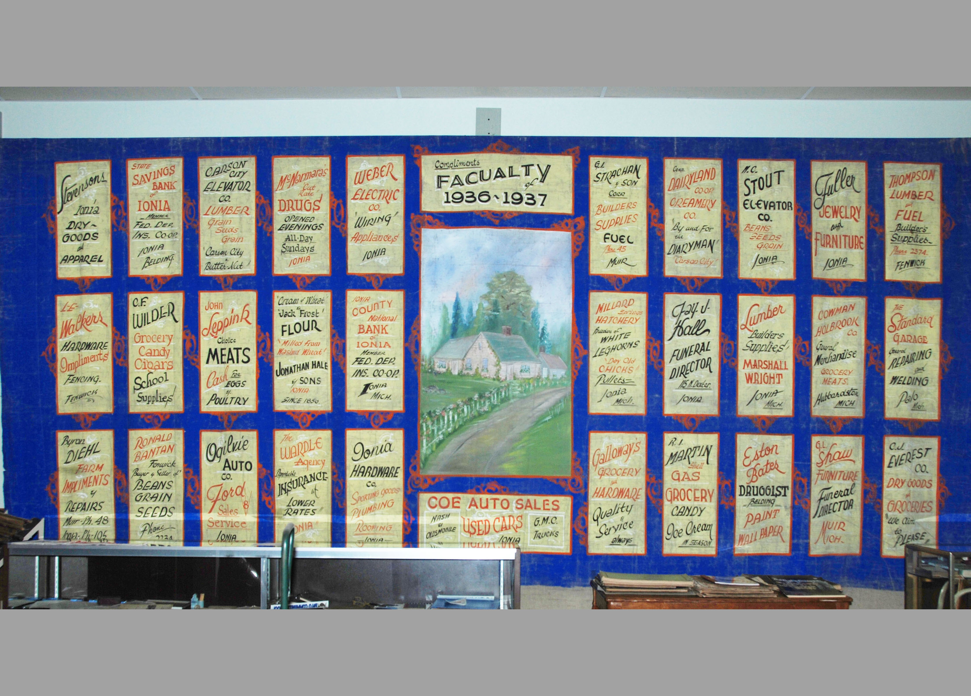 The Old Palo (MI) High School Stage Backdrop – Lyons-Muir Historical Museum